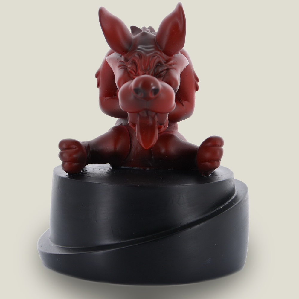 Hellhound on pedestal (round) red, 14 cm