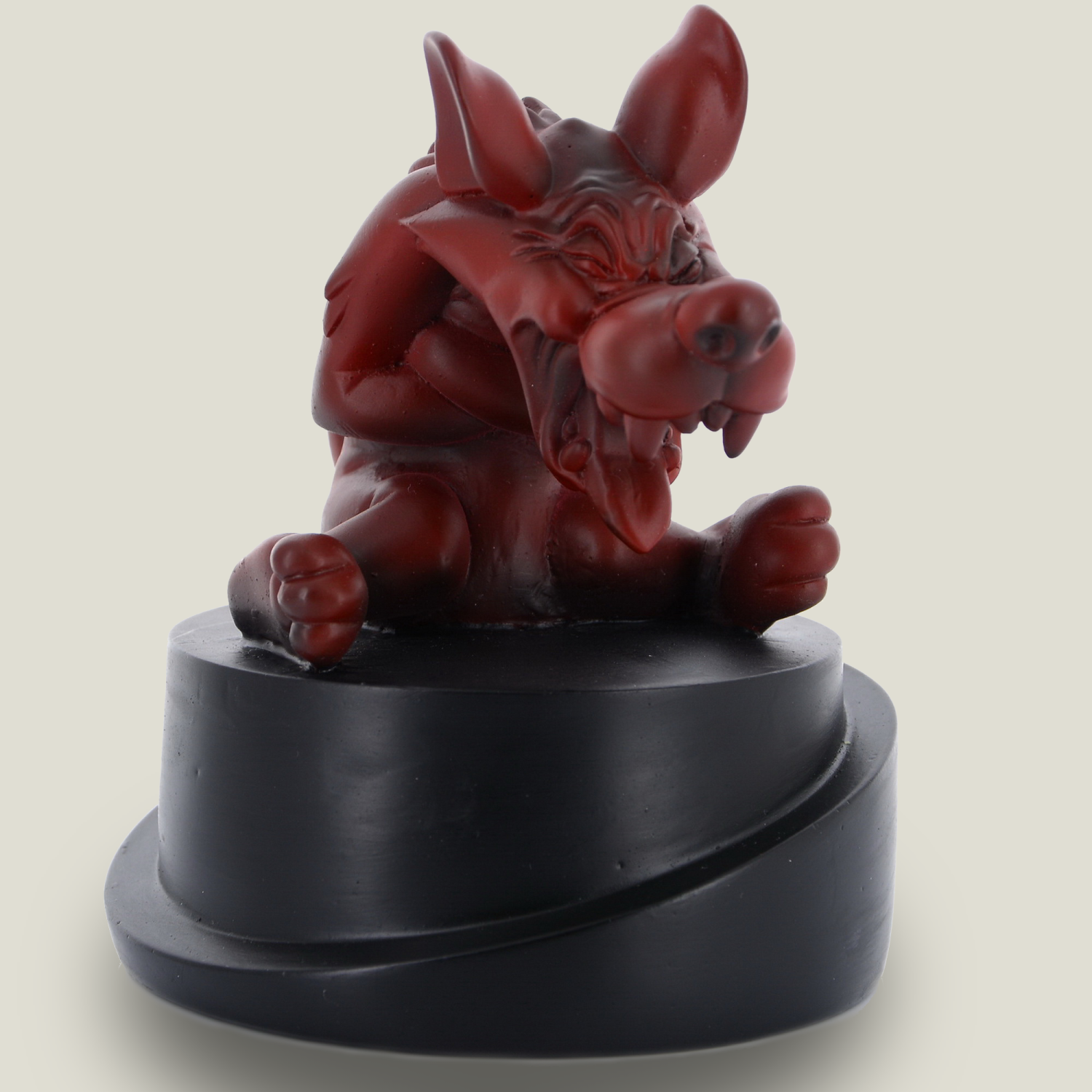 Hellhound on pedestal (round) red, 14 cm
